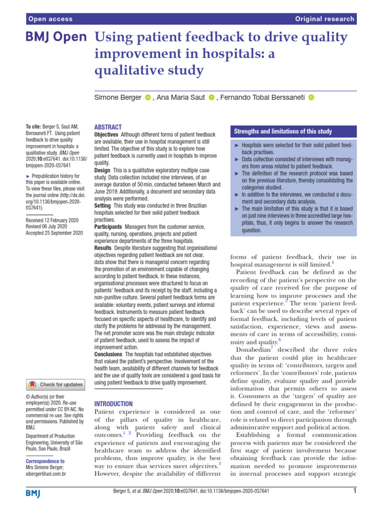 Using Patient Feedback To Drive Quality | PDF
