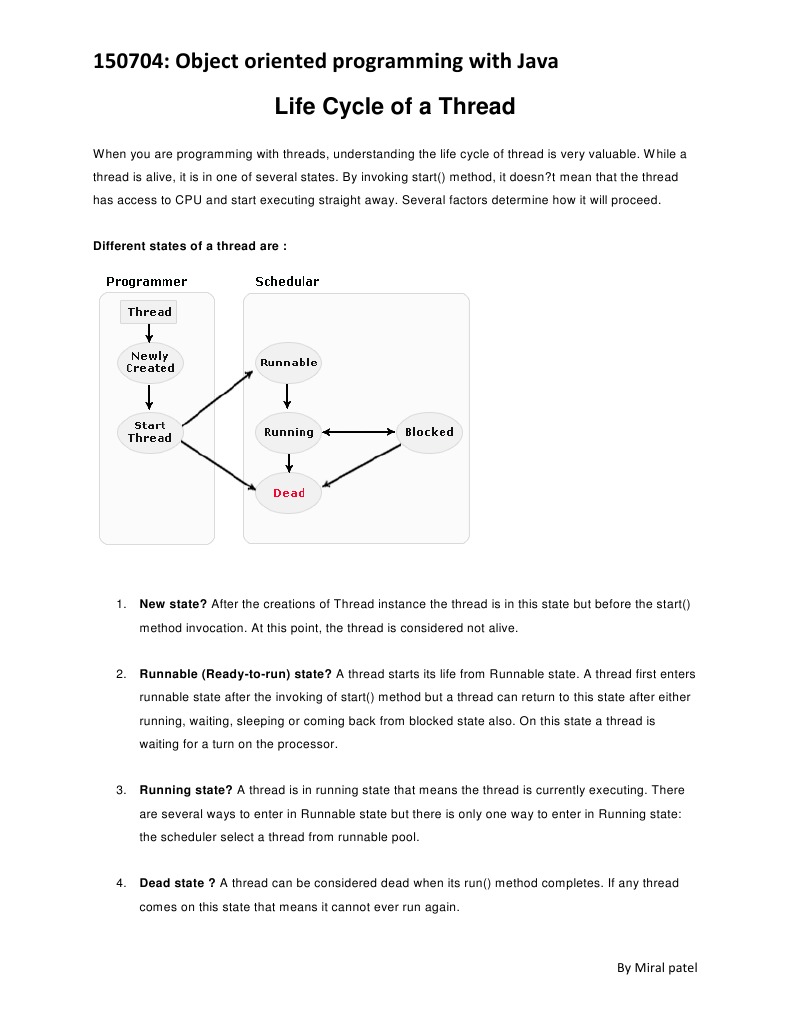 Life Cycle of A Thread | PDF | Thread (Computing) | Java (Programming Language)