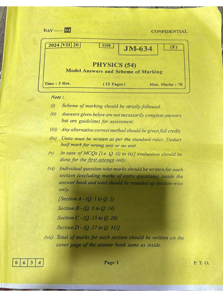 HSC Moderator Answer Sheet Physics | PDF