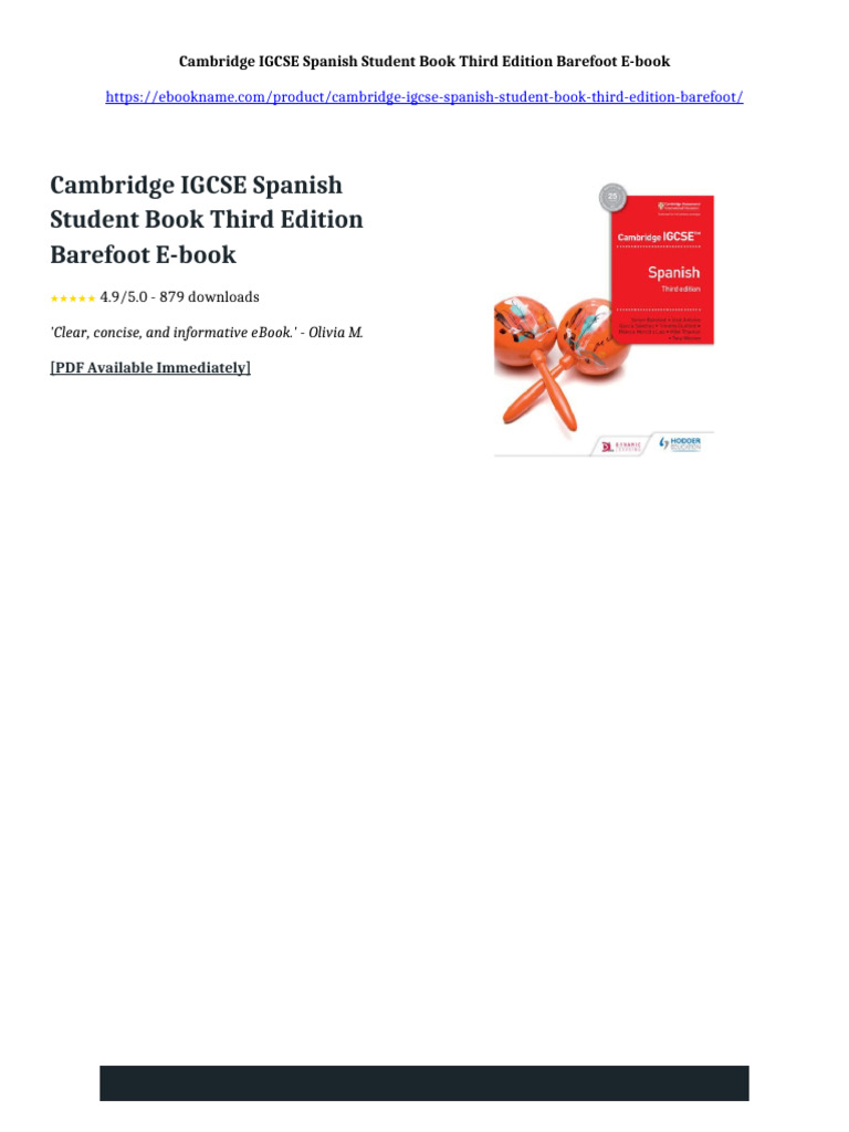 Cambridge IGCSE Spanish Student Book Third Edition Barefoot ebook ...