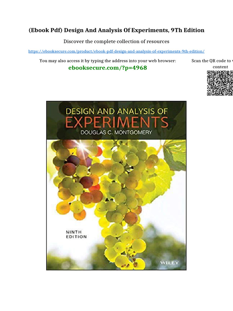 (eBook PDF) Design and Analysis of Experiments, 9th Edition pdf ...