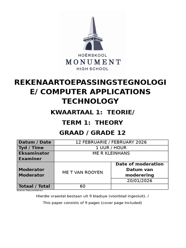 Toets Voorblad | PDF