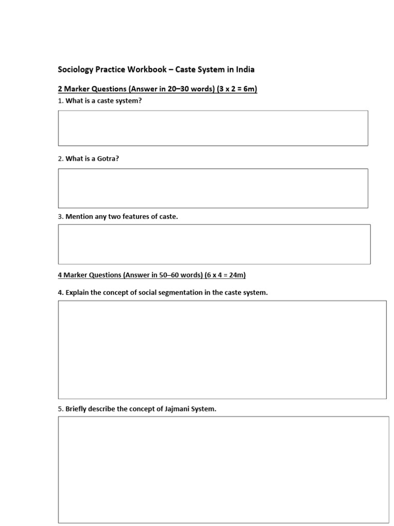02ba1-Sociology Workbook Caste System | PDF
