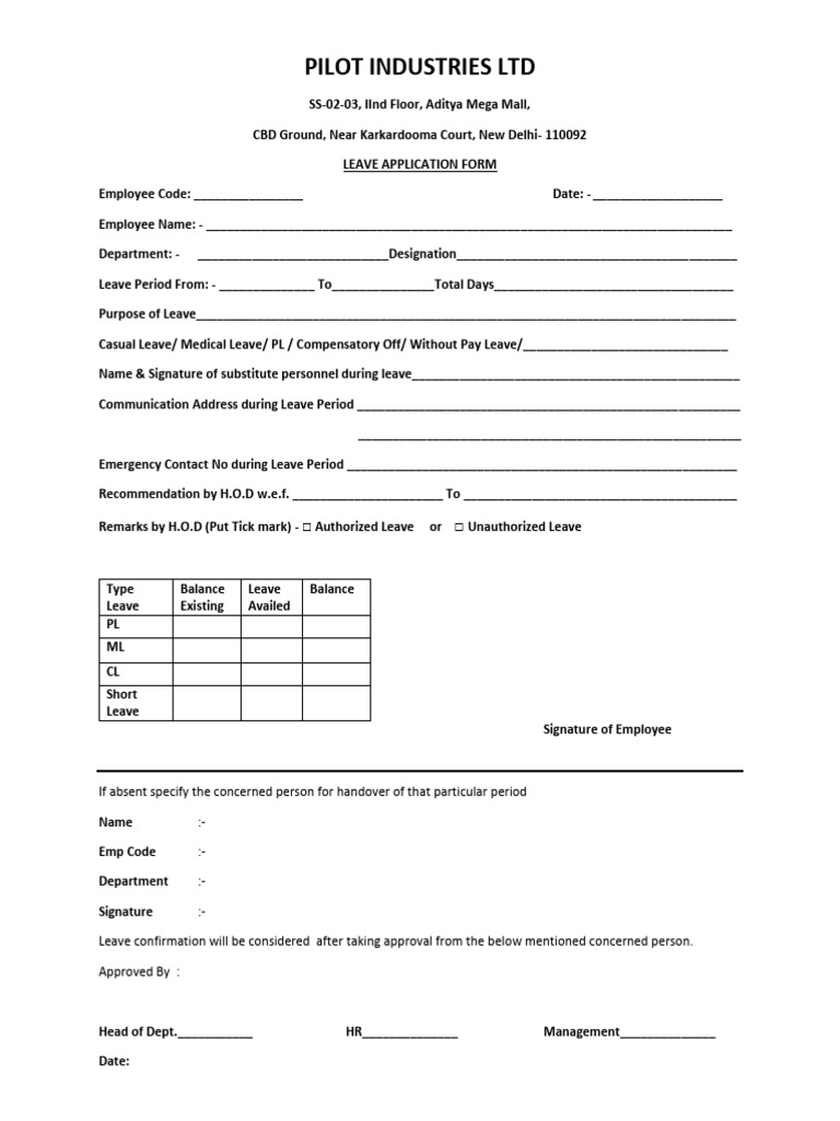 Leave Form | PDF
