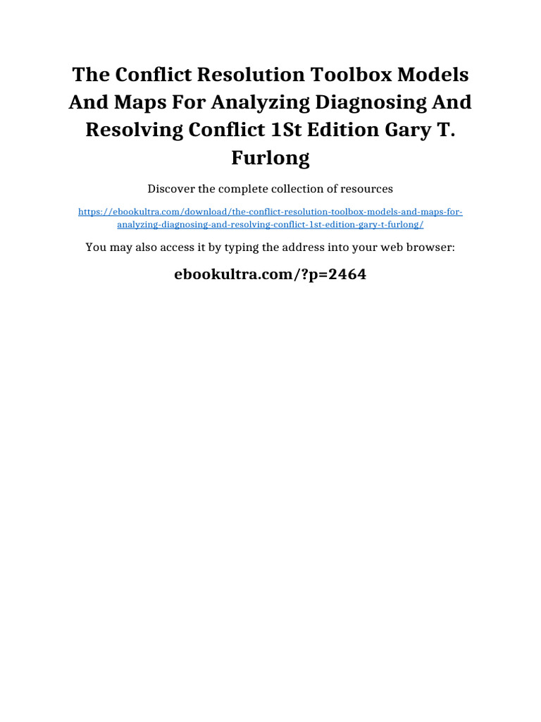 The Conflict Resolution Toolbox Models and Maps For Analyzing ...