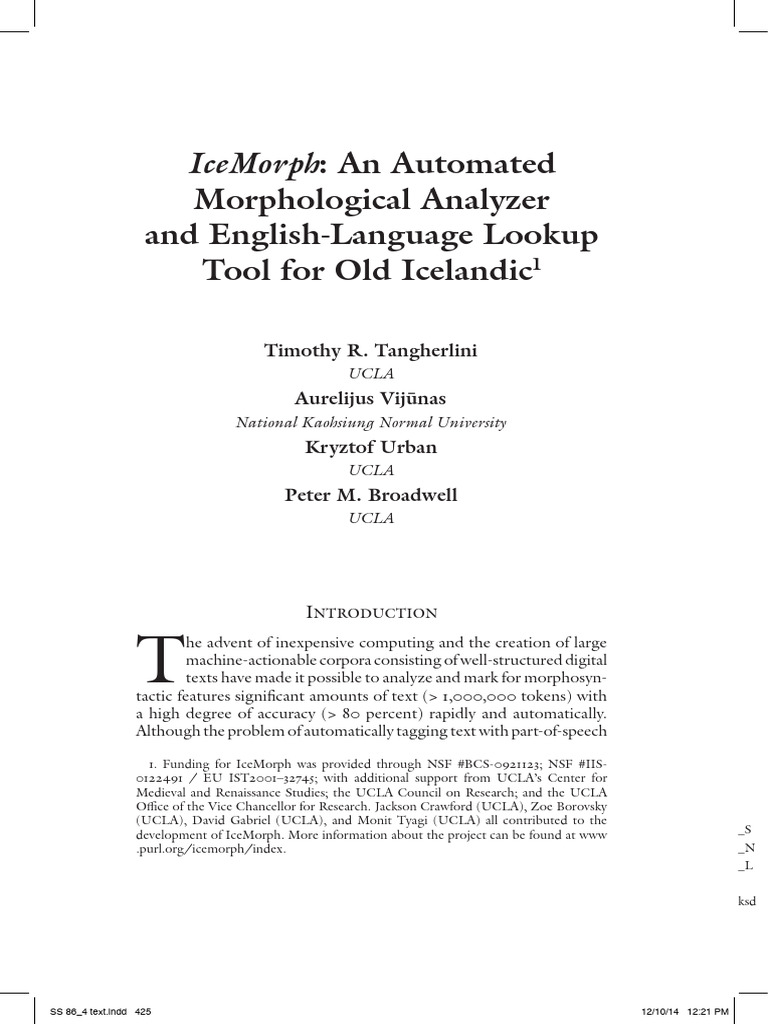 03_Tangherlini_SS_86_4 text[1] (1) | PDF | Morphology (Linguistics) | Word
