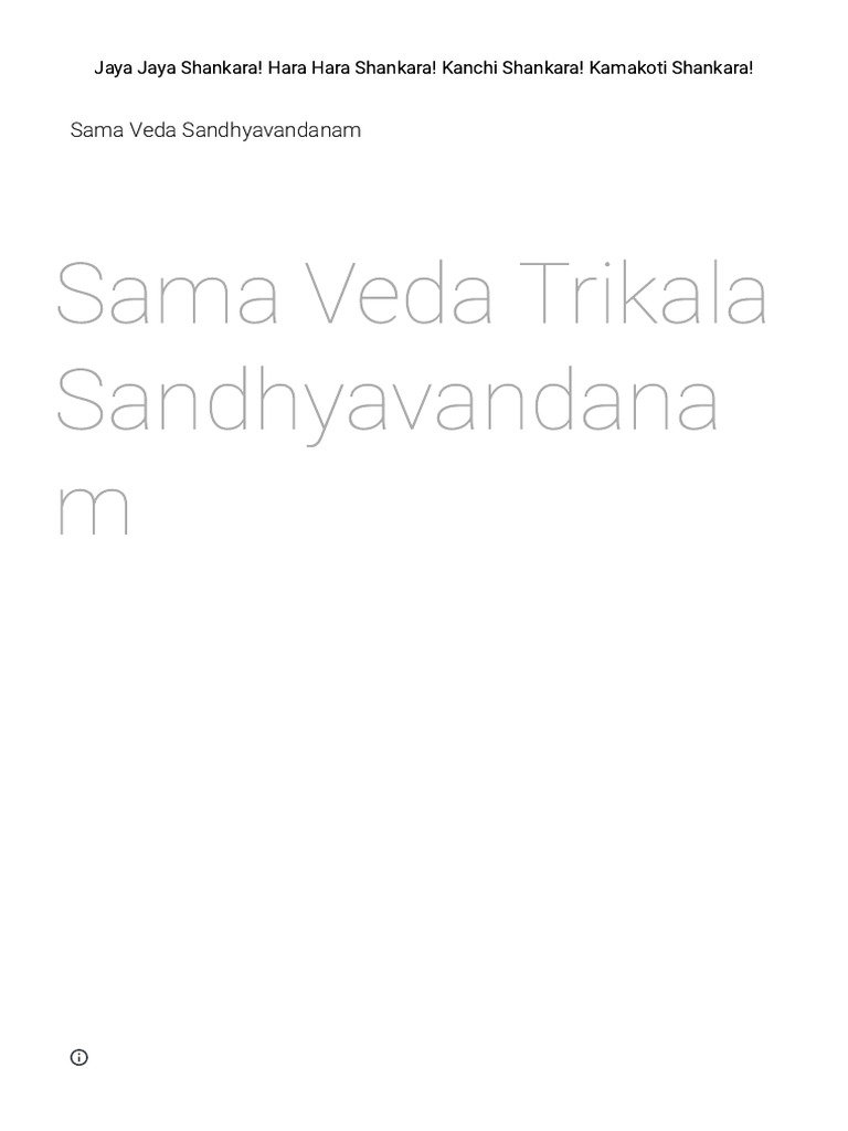 Sama Veda Sandhya Vandanam English | PDF | Indian Religious Texts ...