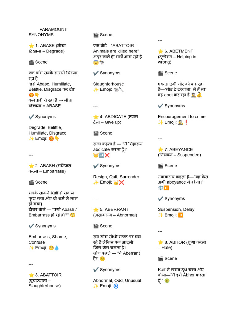 Synonyms Most Important | PDF