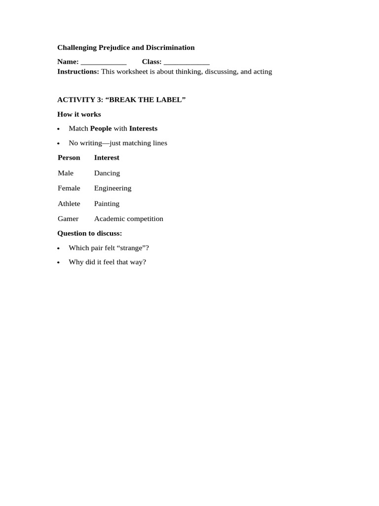Activity 3 (Worksheet) | PDF