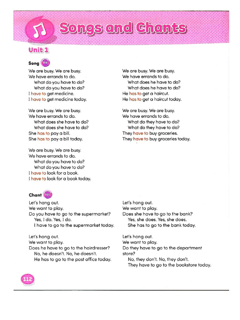 Songs & Chants Hang Out 4 Sb | PDF