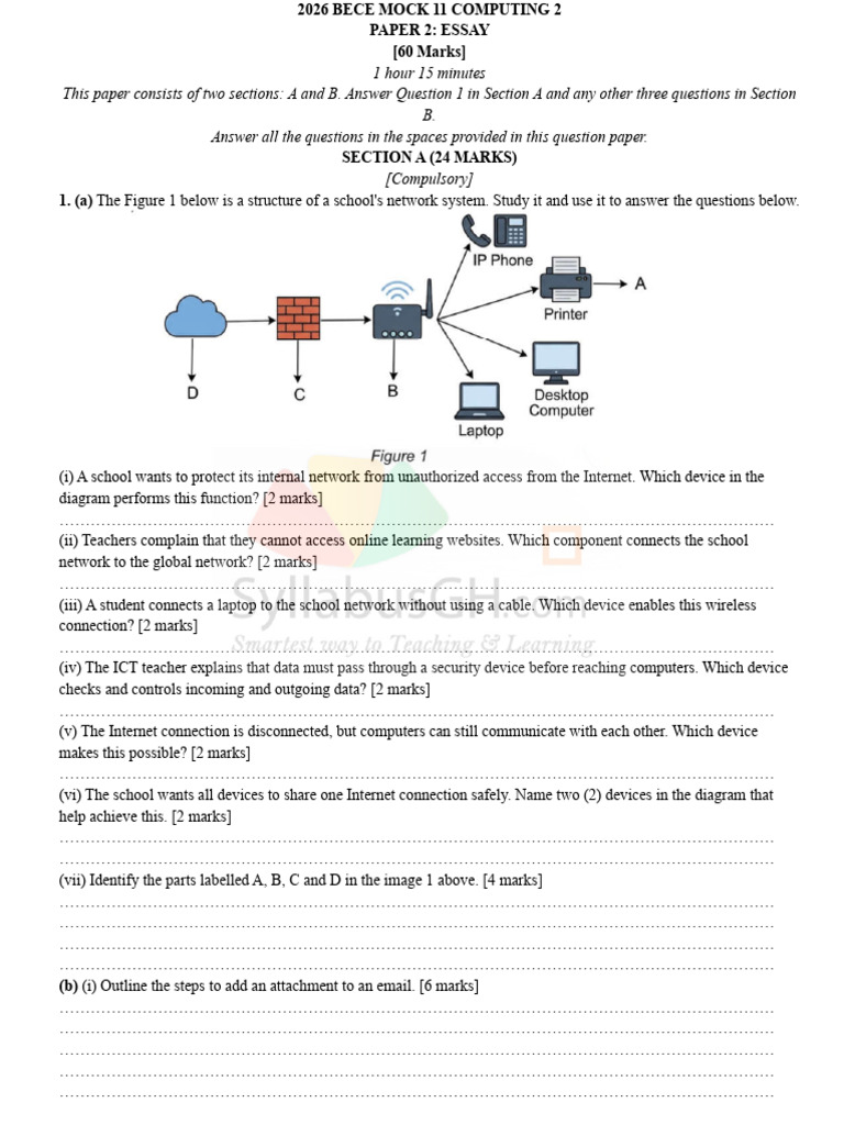 2026 Bece Mock 11 Computing 2 | PDF | Computer Network | Computing
