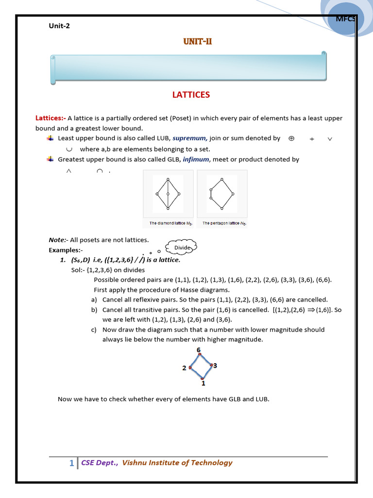 lattices notes | PDF | Mathematics | Abstract Algebra