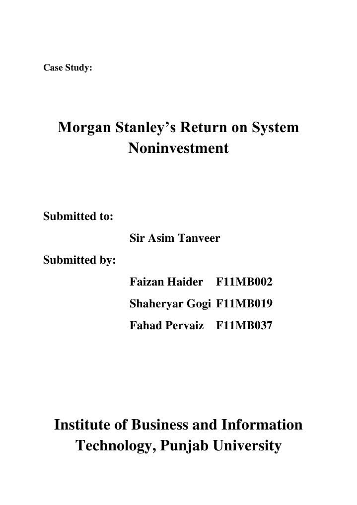 Case Study MIS | PDF | Wealth Management | Morgan Stanley