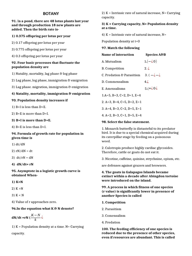 Orgsnism and Population Repeaters Answer Key | PDF | Biology | Ecology