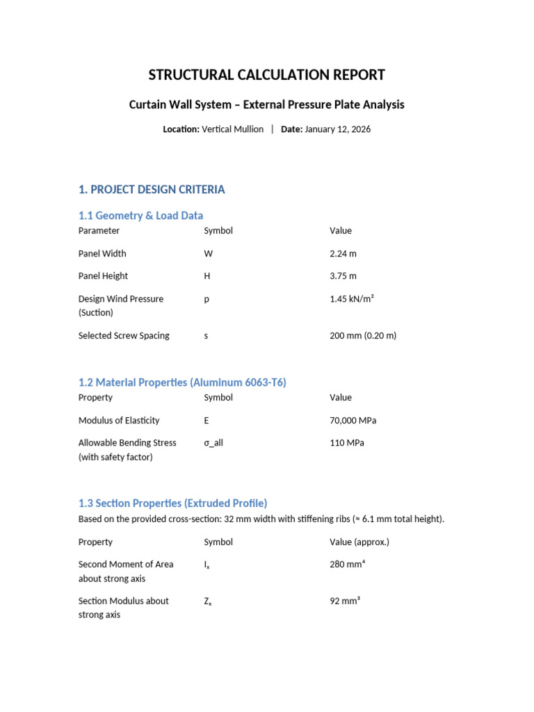 Pressure Plate Structural Calc Report | PDF | Bending | Strength Of ...
