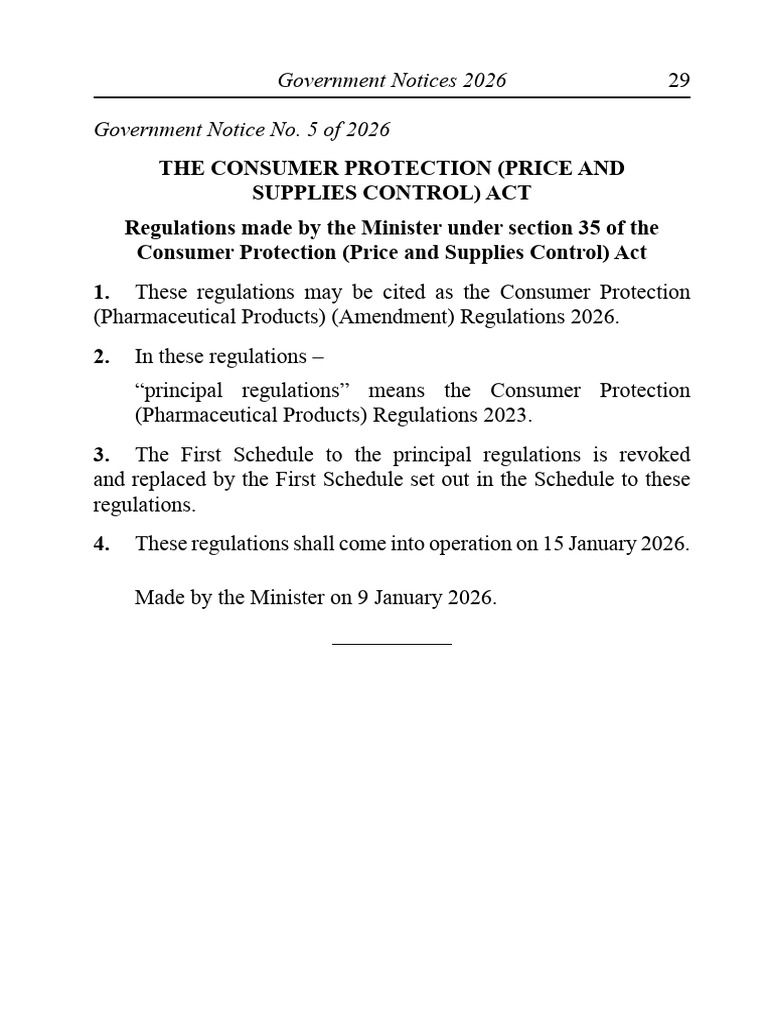 Consumer Protection (Pharmaceutical Products) (Amendment) Regulations ...