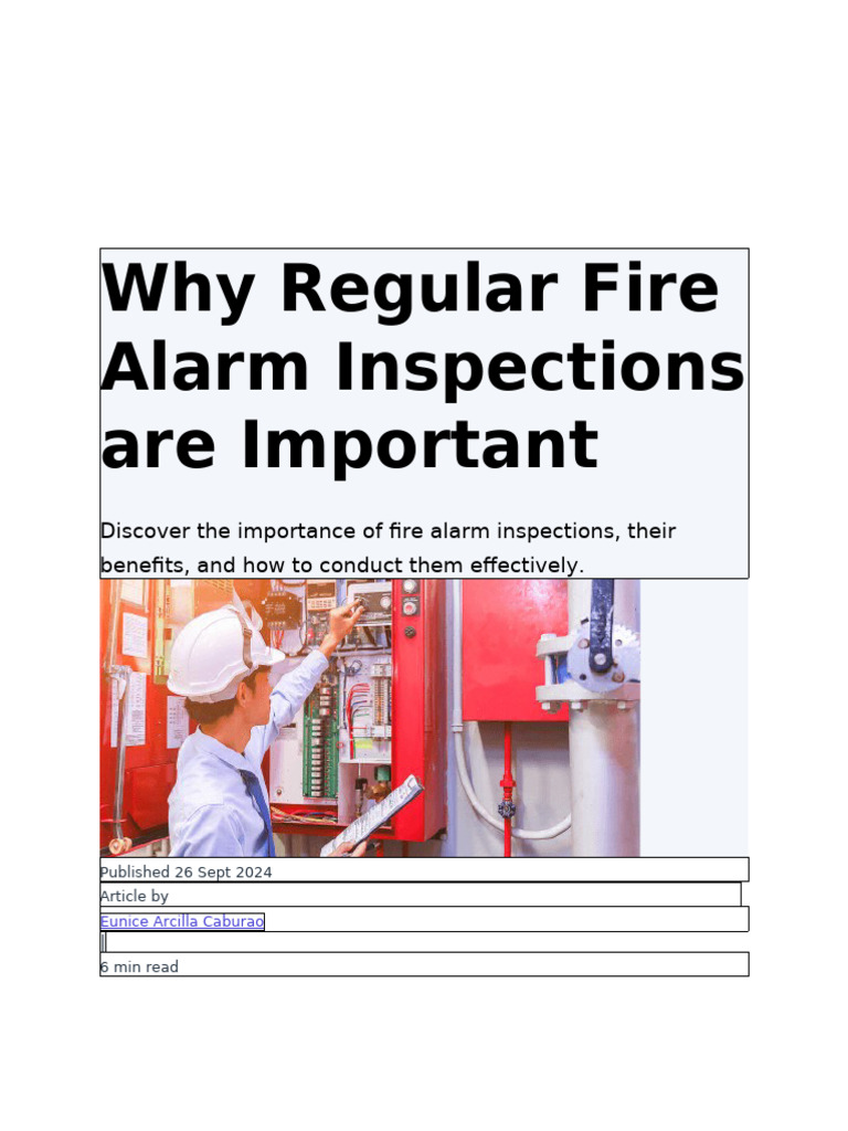 Why Regular Fire Alarm Inspections Are Important | PDF | Safety
