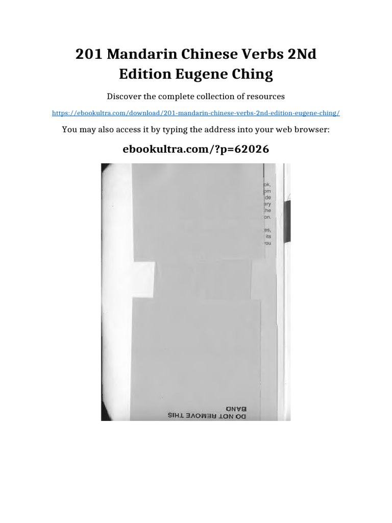 201 Mandarin Chinese Verbs 2nd Edition Eugene Ching PDF Available | PDF ...