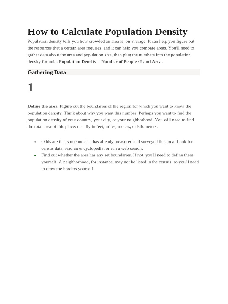 Calculate Population Dencity | PDF | Area | Density
