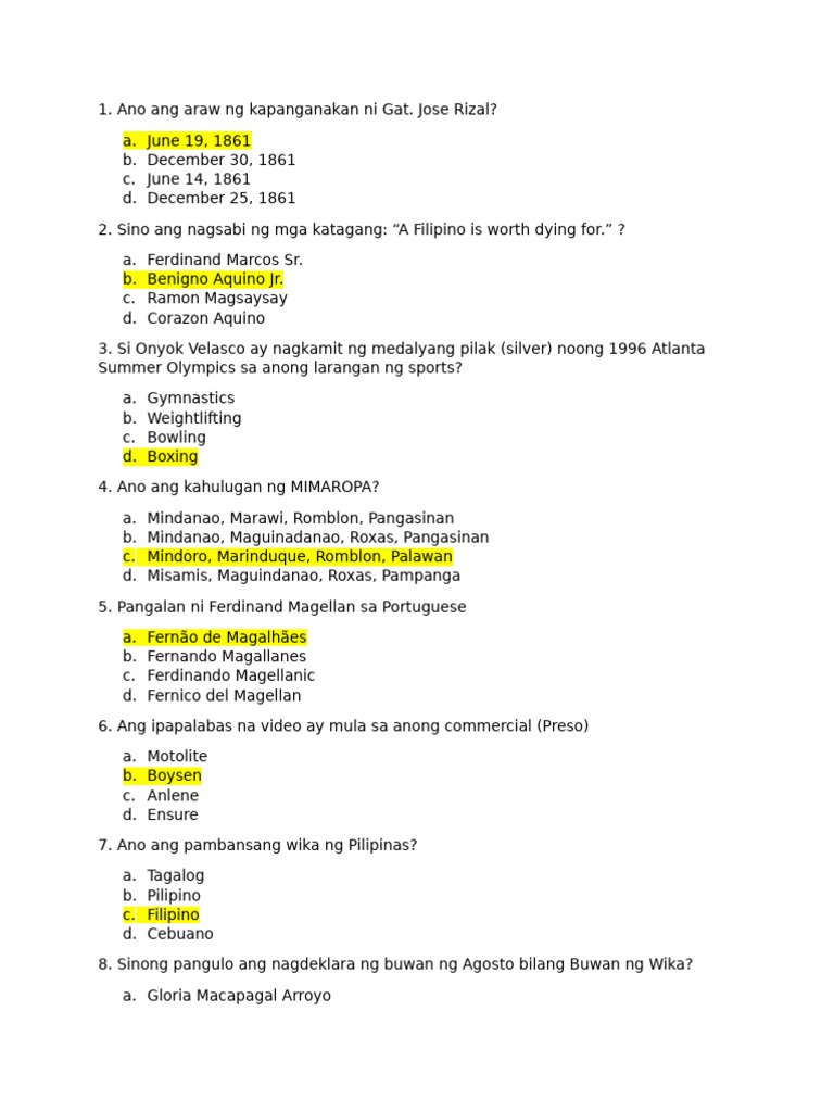 Quiz Bee | PDF