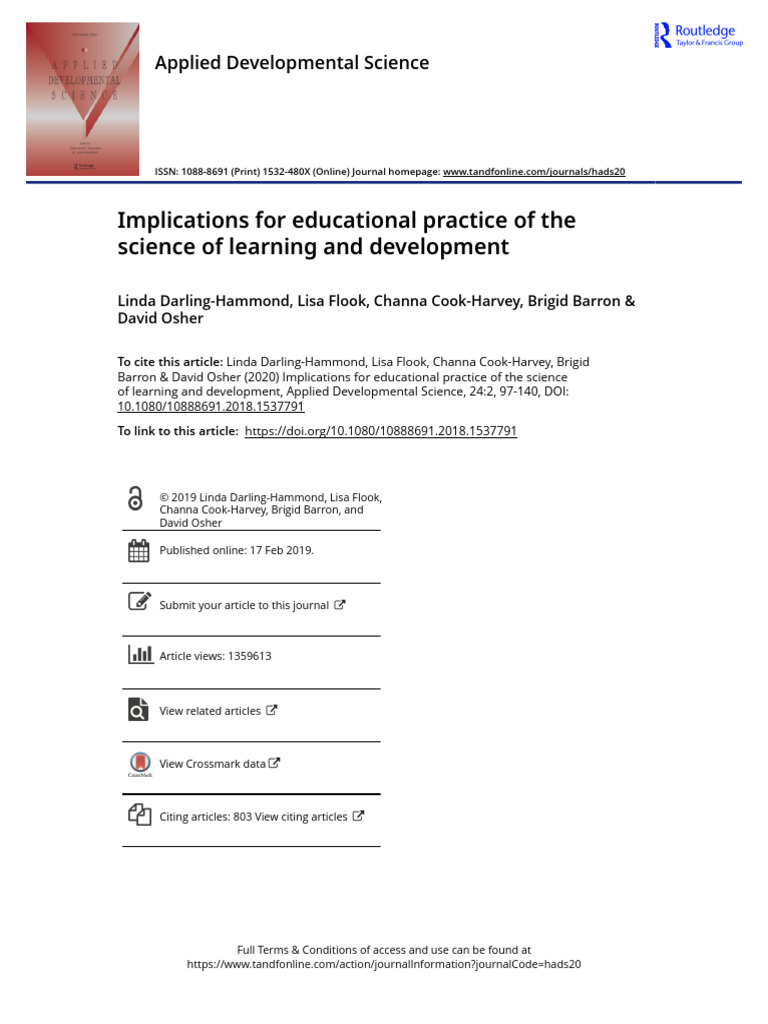 Implications for educational practice of the science of learning and ...