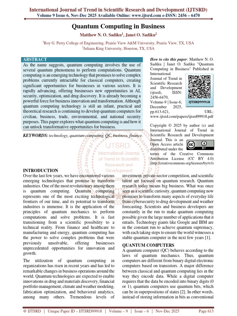 Quantum Computing in Business | PDF | Quantum Computing | Computing
