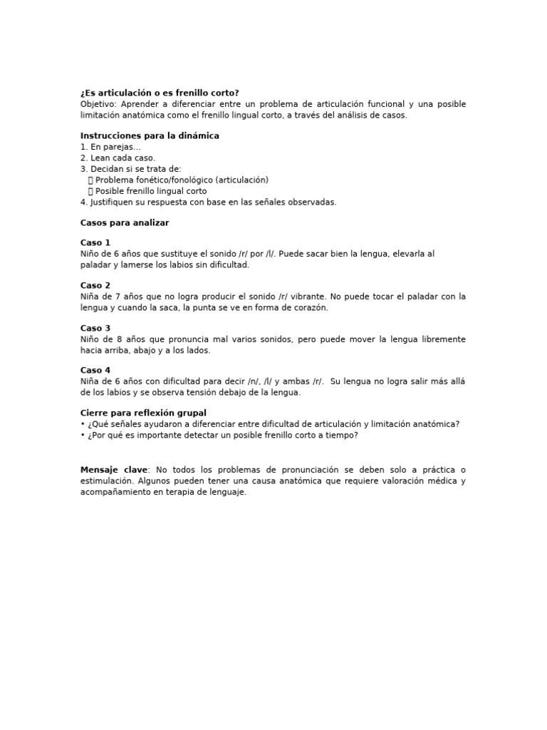 Dinamica Frenillo Corto Casos | PDF