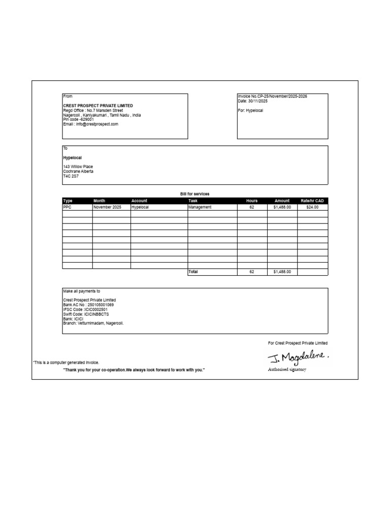 HL - Invoice - November 2025 | PDF