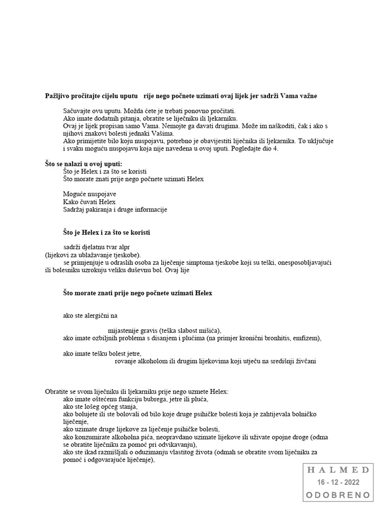 Helex Tablete PIL | PDF