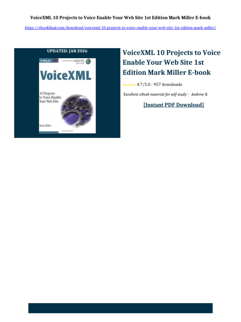 VoiceXML 10 Projects to Voice Enable Your Web Site 1st Edition Mark ...