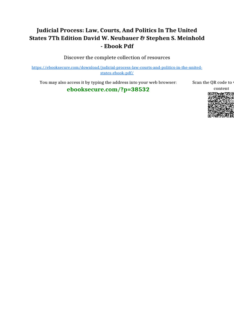 Judicial Process: Law, Courts, and Politics in the United States 7th ...