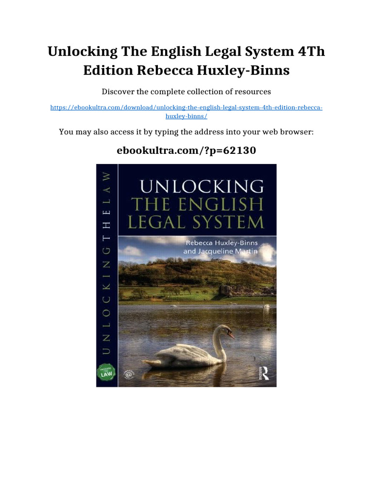 Unlocking the English Legal System 4th Edition Rebecca Huxley-Binns No ...