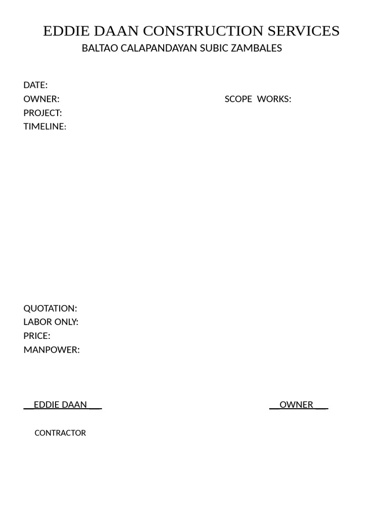 Eddie Daan Construction Services | PDF