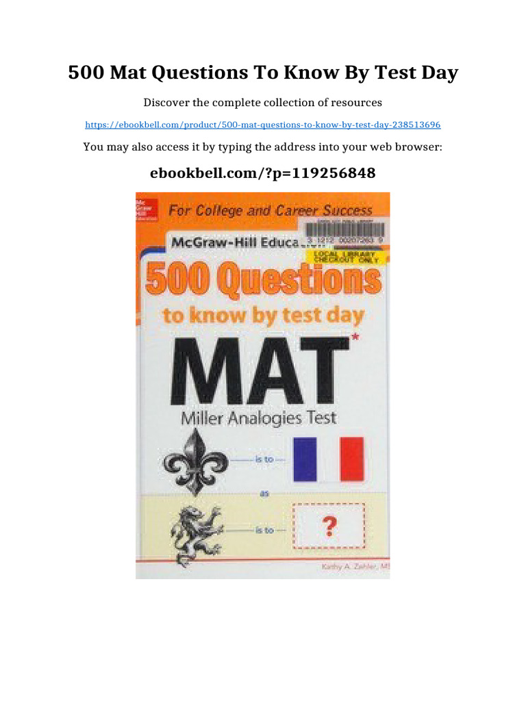 500 MAT Questions To Know by Test Day Available Any Format | PDF ...
