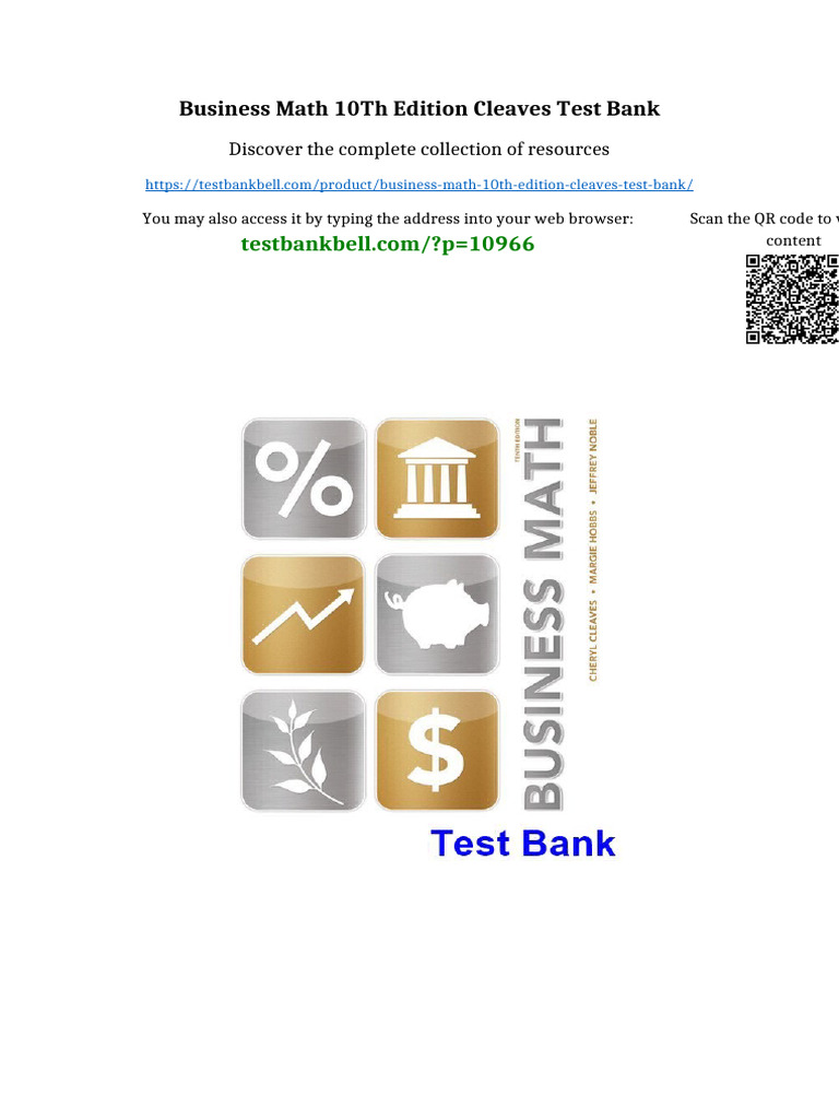 Business Math 10th Edition Cleaves Test Bank online reading | PDF