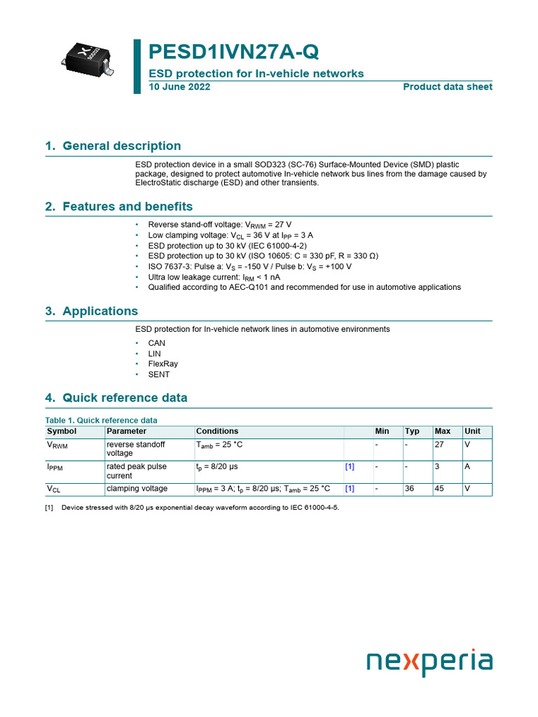 ESD Protection In-Vehicle Networks | PDF | Electrostatic Discharge ...