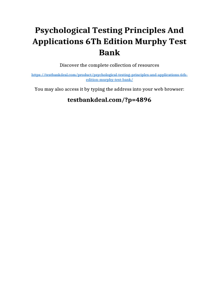 Psychological Testing Principles and Applications 6th Edition Murphy ...