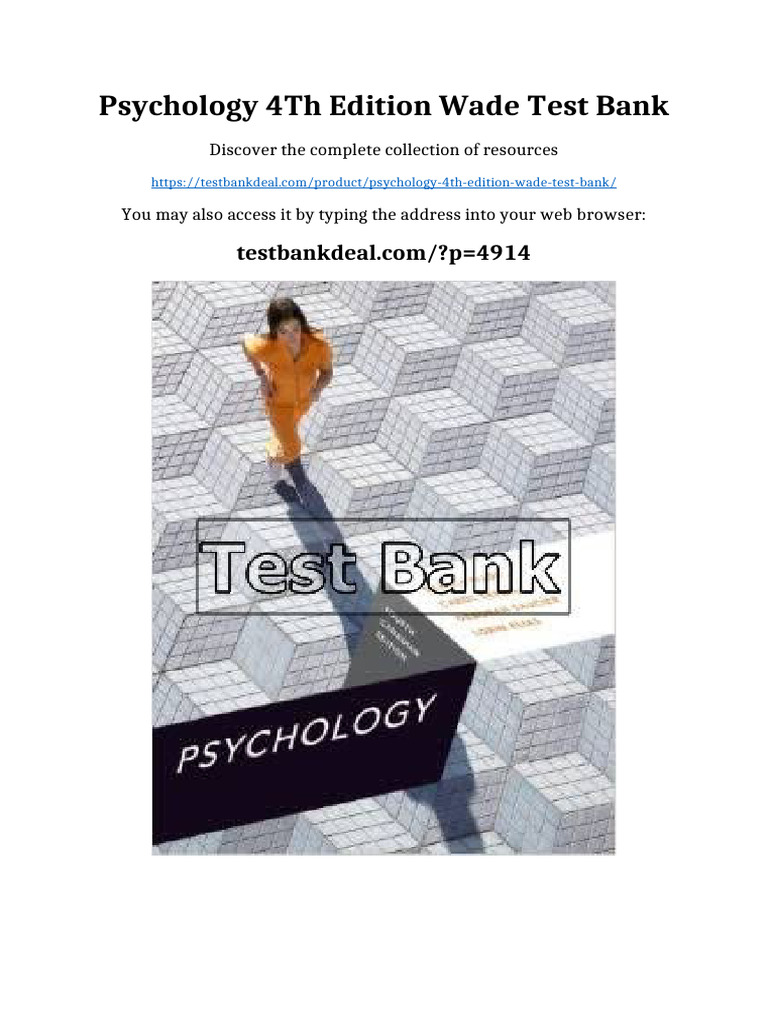 Psychology 4th Edition Wade Test Bank Full Access | PDF | Classical ...