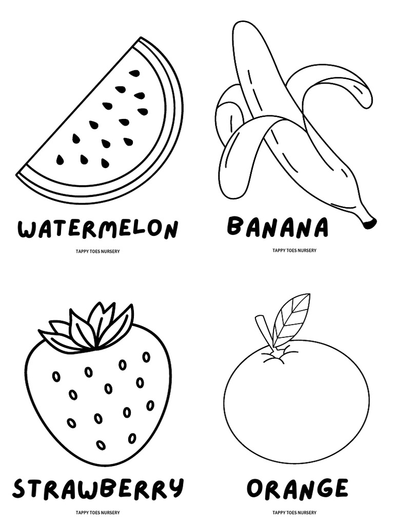 White Simple Fruits Coloring Book Worksheet - Fruits-Colouring-Book ...
