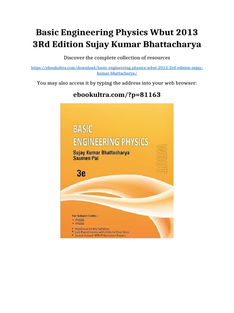 Basic Engineering Physics WBUT 2013 3rd Edition Sujay Kumar ...