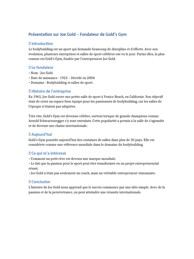 Presentation Joe Gold | PDF