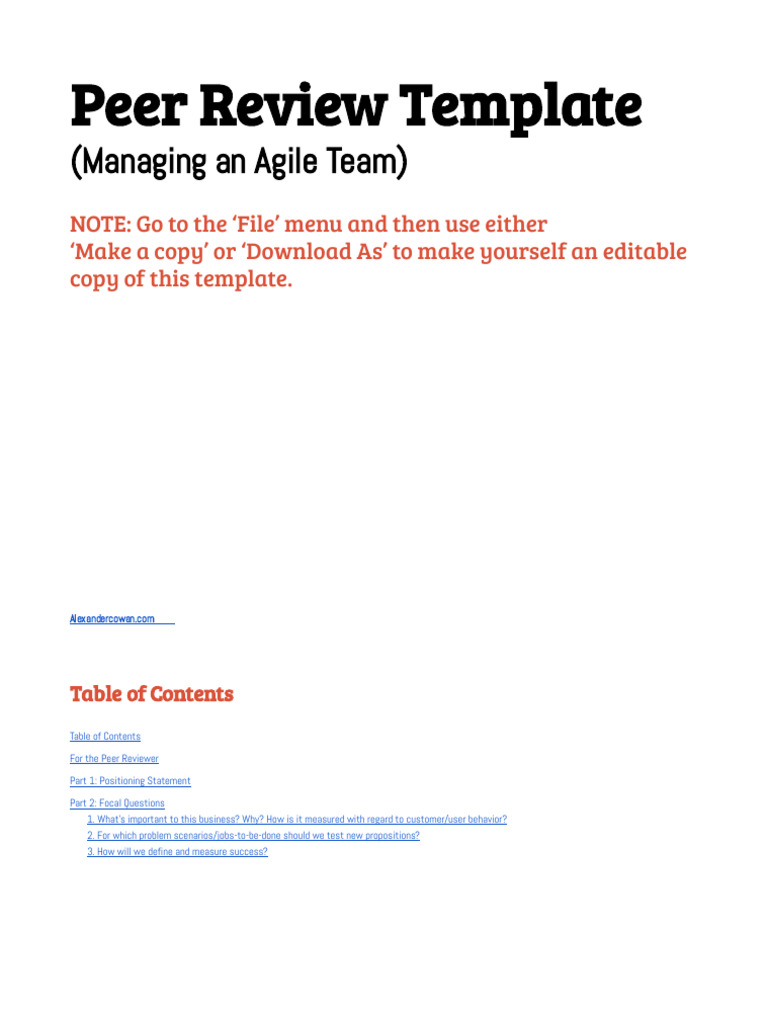 Managing With Agile- Peer-Review Rubric (Coursera) | PDF