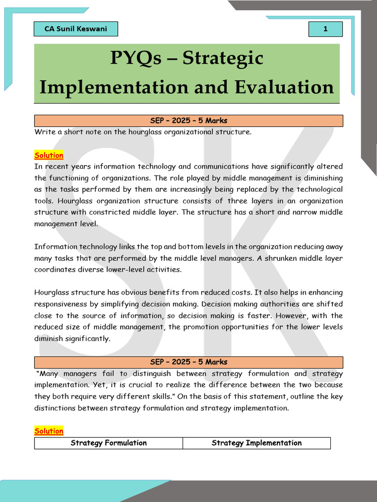 Strategic Implementation and Evaluation | PDF | Strategic Management ...