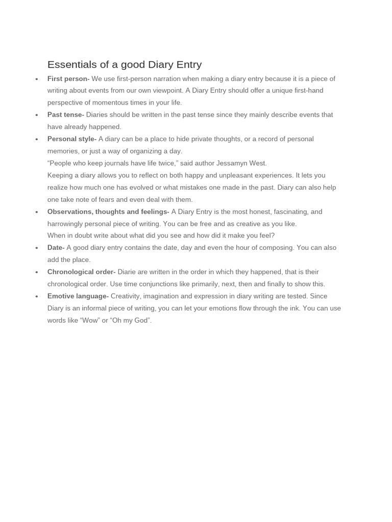 Essentials of a Good Diary Entry | PDF