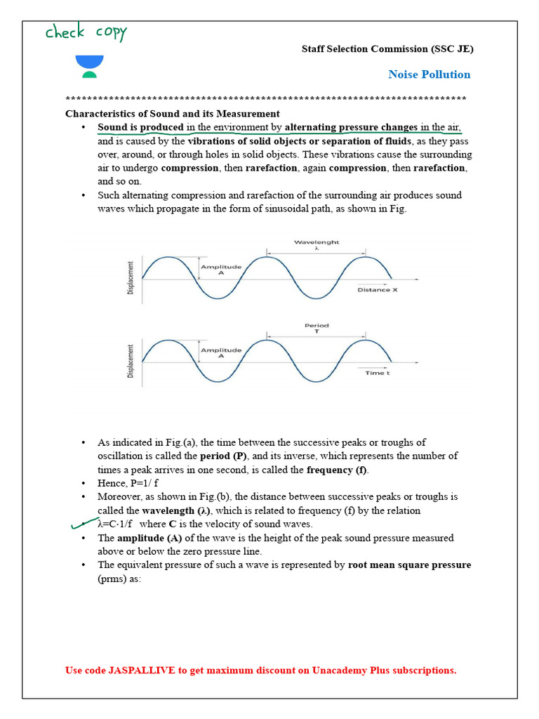 Noise Pollution by Jaspal Sir | PDF | Sound | Waves