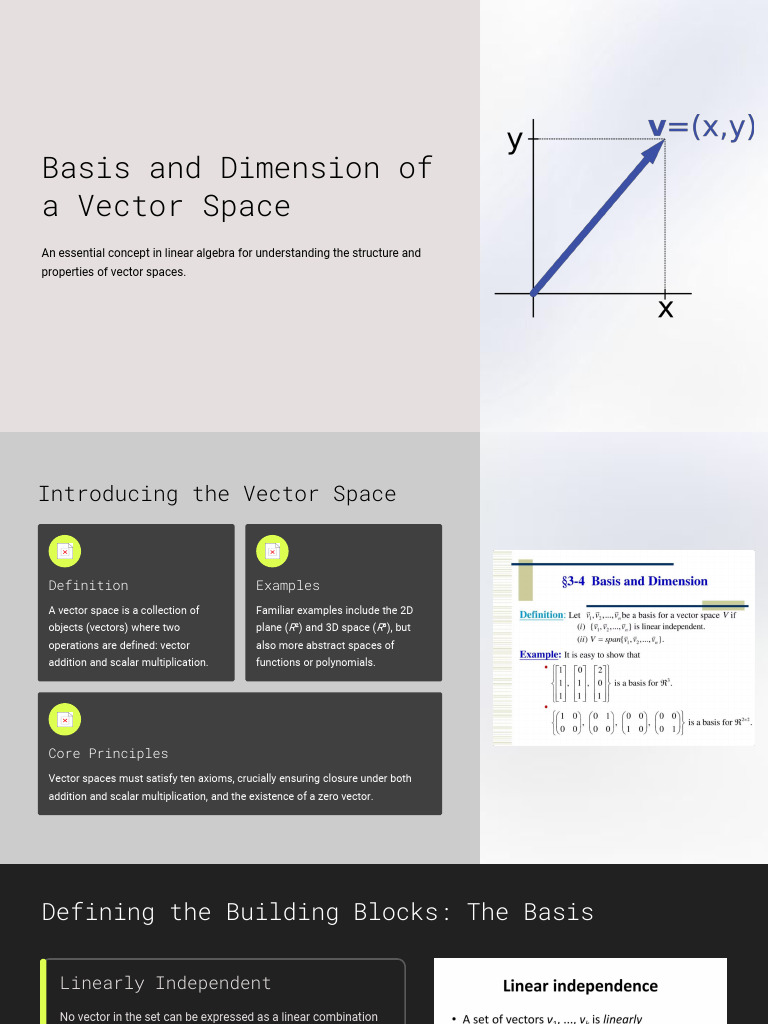 Basis and Dimension of A Vector Space | PDF | Vector Space | Basis ...