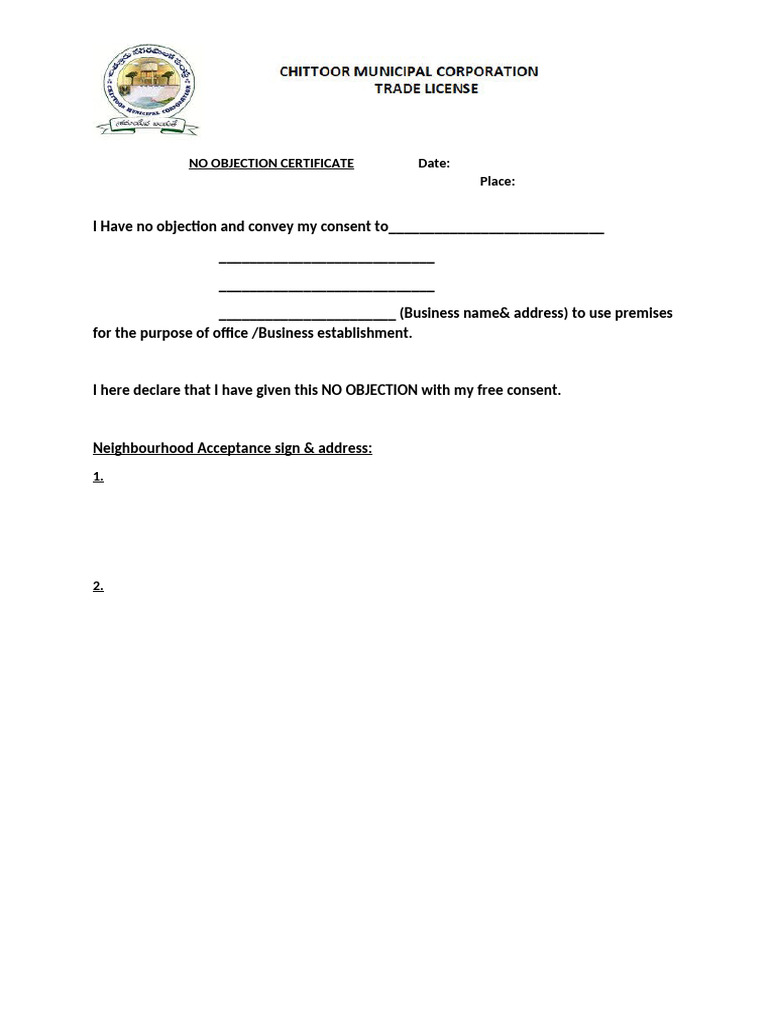 No Objection Certificate | PDF