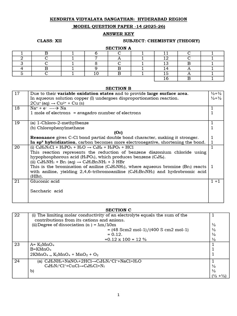 28 Xii Chem Mqp 14 Ms | PDF | Acid | Applied And Interdisciplinary Physics