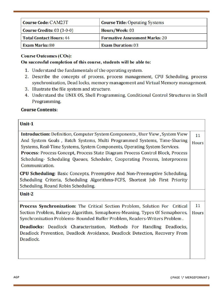 Unit - 1 Sep Os Agp | PDF | Operating System | Computer Data Storage