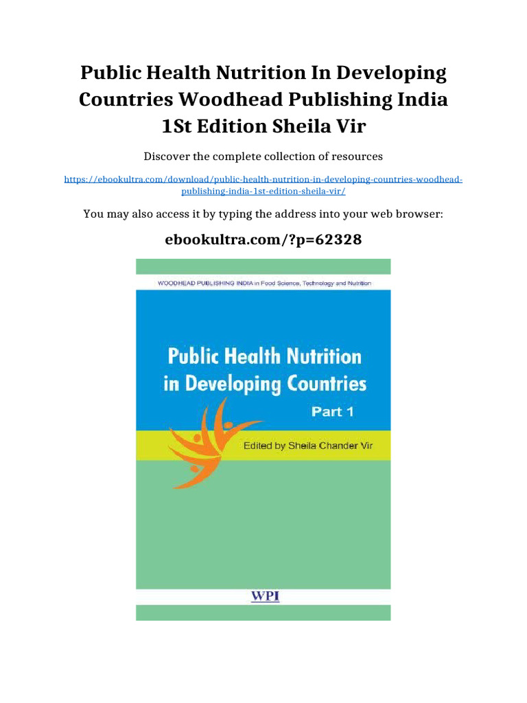 Public Health Nutrition in Developing Countries Woodhead Publishing ...